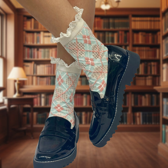ARGYLE pastel lace top sock | cute preppy lace top sock – Catherine ...