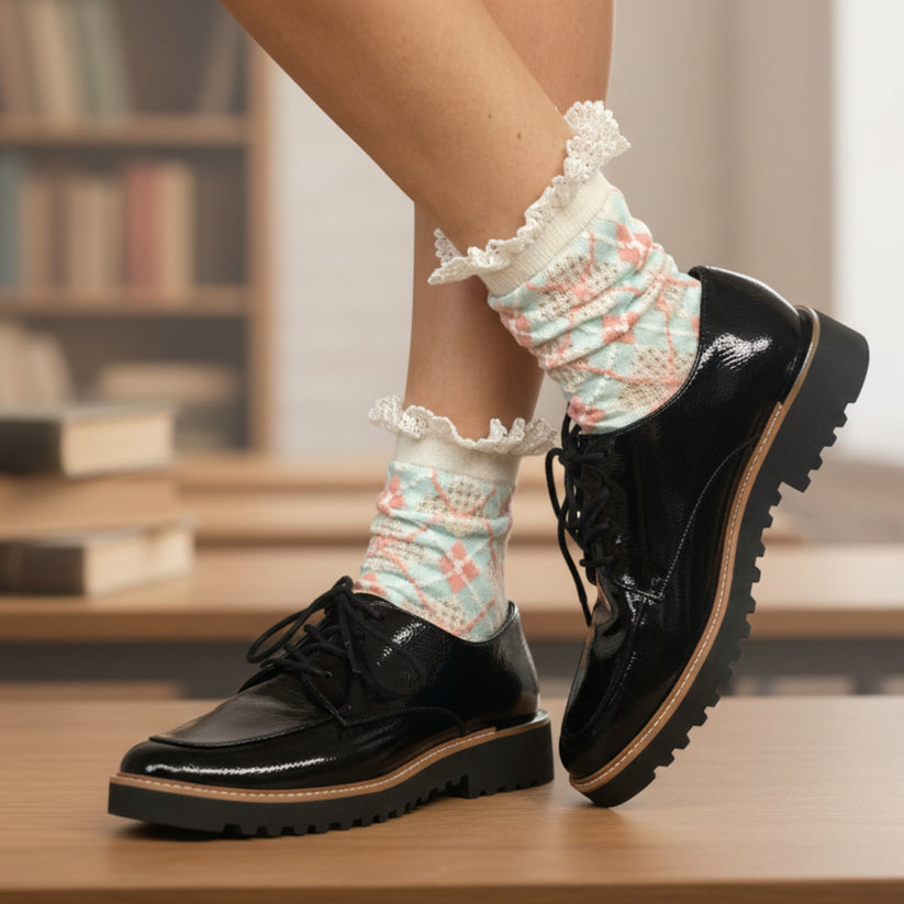 ARGYLE pastel lace top sock | cute preppy lace top sock – Catherine ...